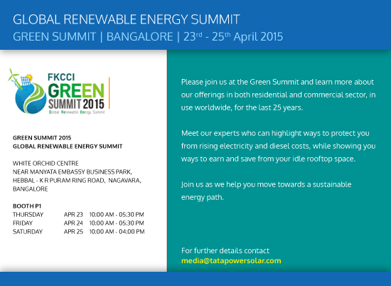 Global Renewable Energy Summit (Green Summit 2015) - Tata Power Solar