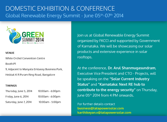 Global Renewable Energy Summit (Green Summit 2014) - Tata Power Solar